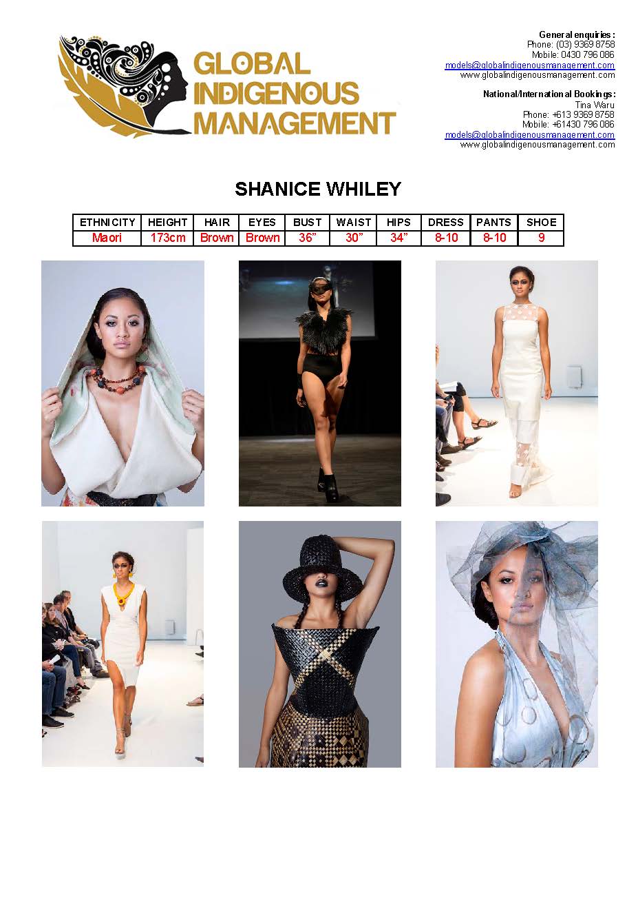 Maori Female Model Shanice Whiley